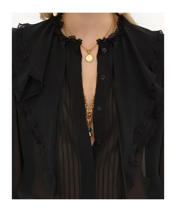 Chloé Ruffled Lace Trim Blouse