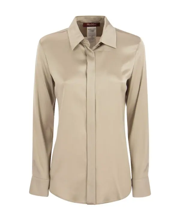 Max Mara Long-sleeved Shirt With Pointed Collar - Nude