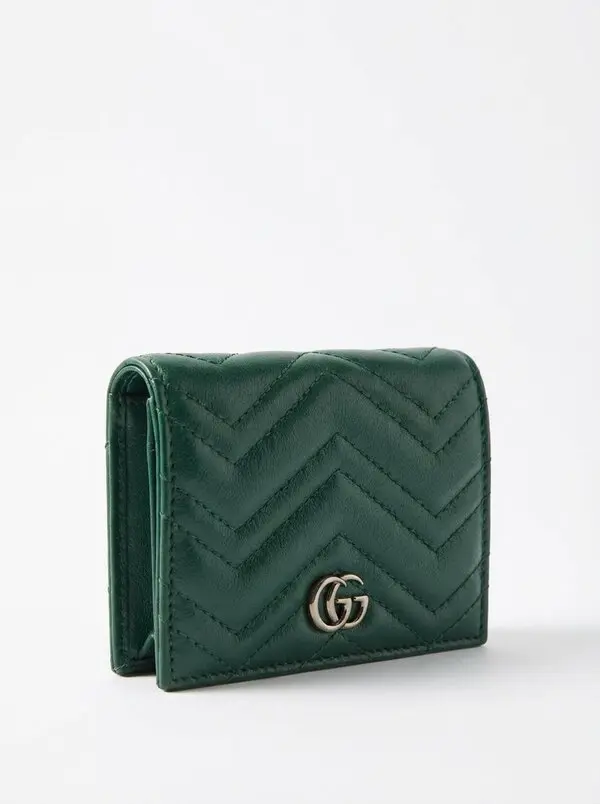 Gucci Gg Marmont Card Case Wallet - Green