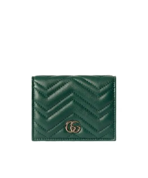 Gucci Gg Marmont Card Case Wallet - Green