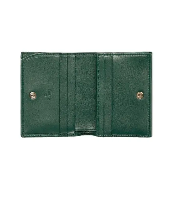 Gucci Gg Marmont Card Case Wallet - Green