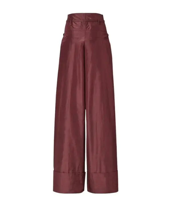 Fendi Taffeta Logo Plaque Wide-leg Trousers - Red