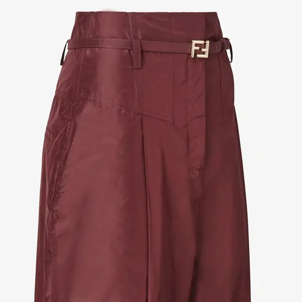 Fendi Taffeta Logo Plaque Wide-leg Trousers - Red