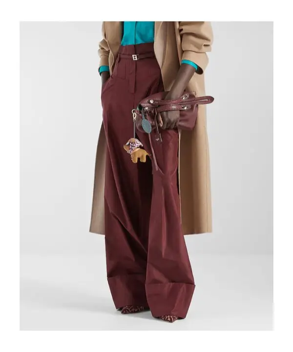 Fendi Taffeta Logo Plaque Wide-leg Trousers - Red