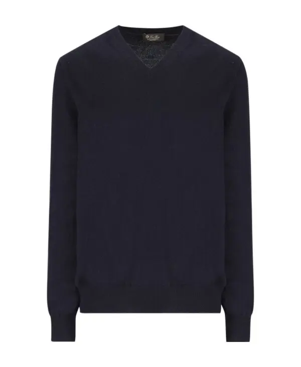 Loro Piana Long-sleeved V-neck Jumper - Navy Blue
