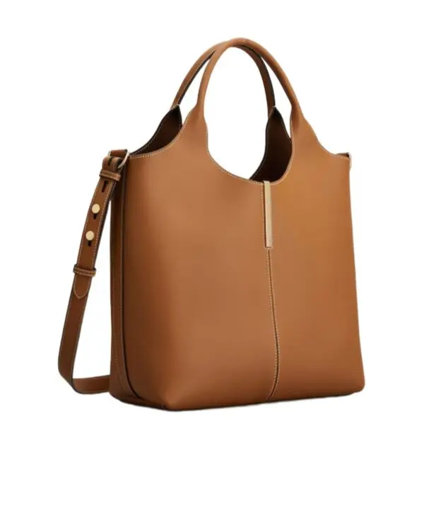 TOD'S Logo Engraved Small Shopper Bag - Brown
