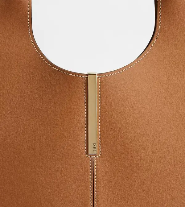 TOD'S Logo Engraved Small Shopper Bag - Brown