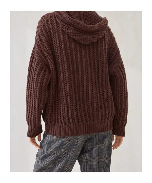 Brunello Cucinelli Openwork Ribbed Hooded Cardigan - No