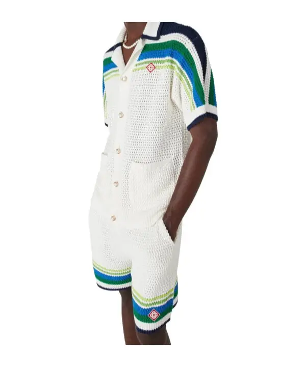 Casablanca Striped Knitted Polo Shirt