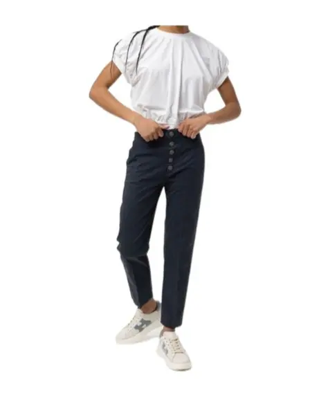 DONDUP Regular Waist Bejeweled Button Panel Pants - Black