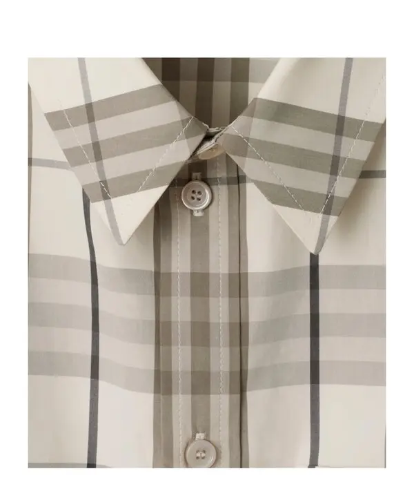 Burberry Cropped Checked Shirt With Self-tie Hem