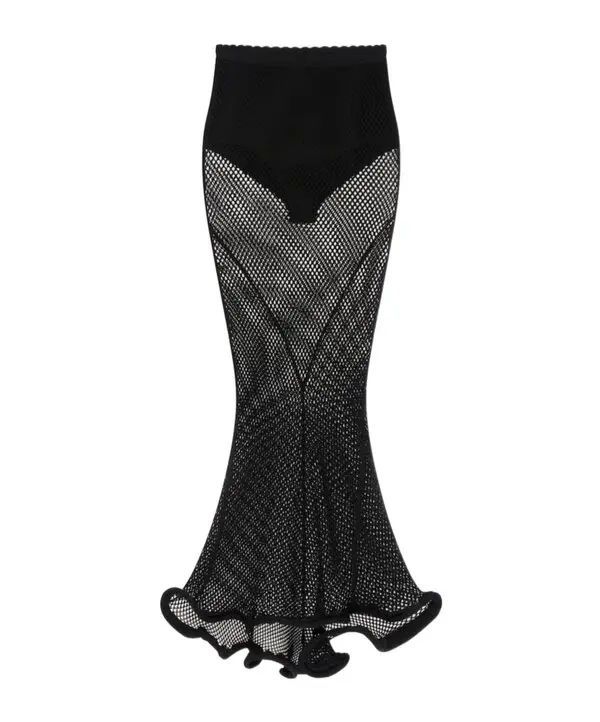 Givenchy Midi Kickback Skirt In Mesh