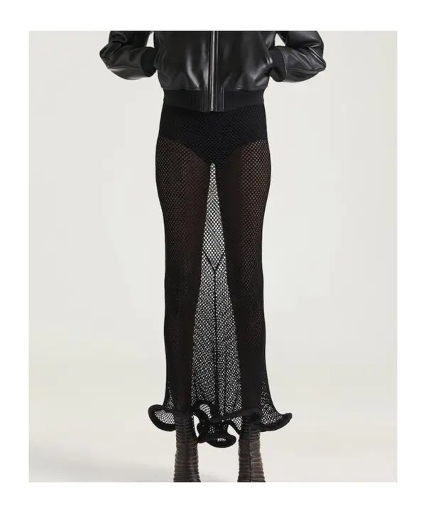 Givenchy Midi Kickback Skirt In Mesh
