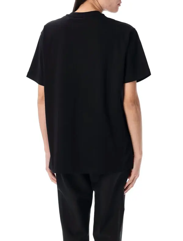 Burberry Check Detailed Crewneck T-shirt - Black