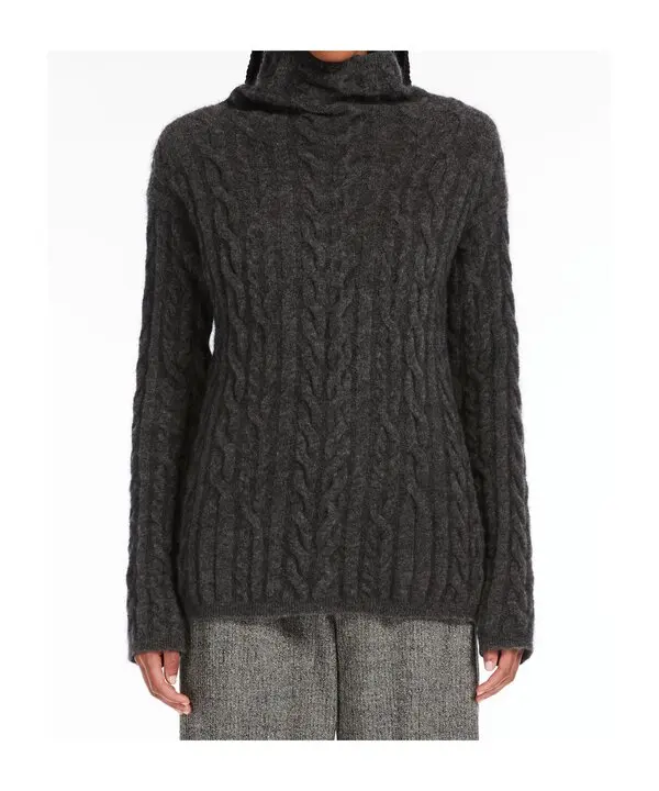 Max Mara High-neck Cable-knit Jumper - Gray