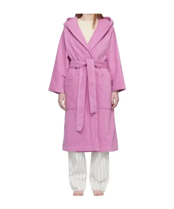 TEKLA Lace-up Hooded Robe - Magenta