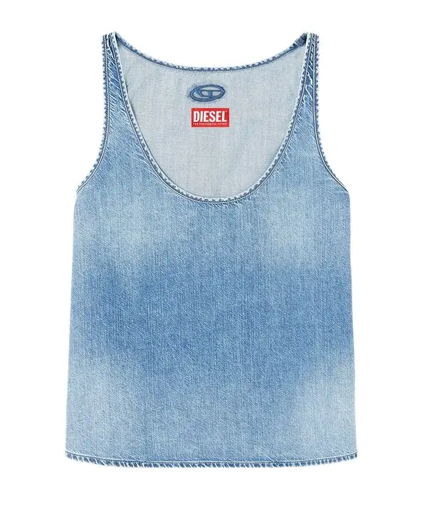 DIESEL® Sleeveless Round Neck Top With Cutout Logo