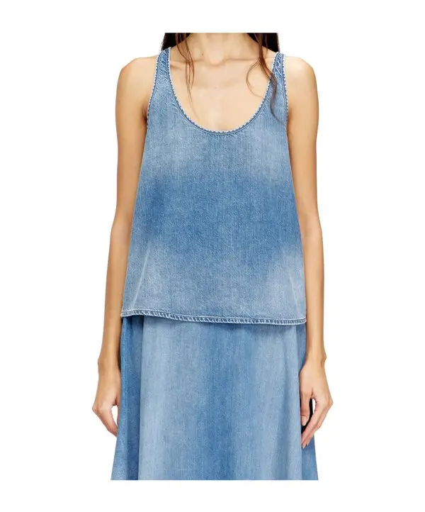 DIESEL® Sleeveless Round Neck Top With Cutout Logo