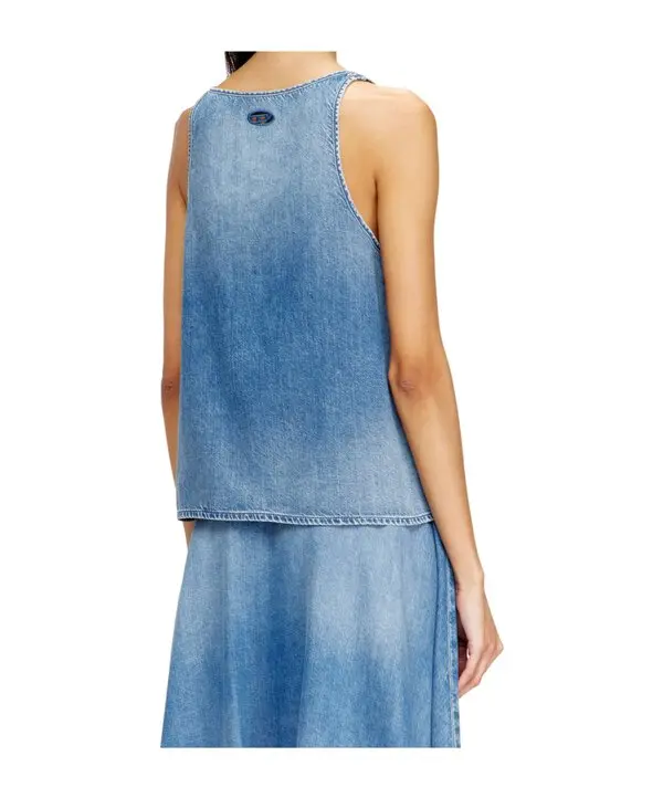 DIESEL® Sleeveless Round Neck Top With Cutout Logo