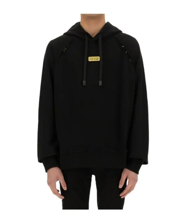 Versace Logo Plaque Drawstring Hoodie