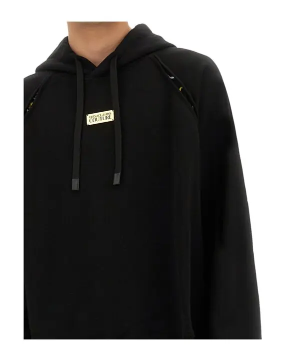 Versace Logo Plaque Drawstring Hoodie