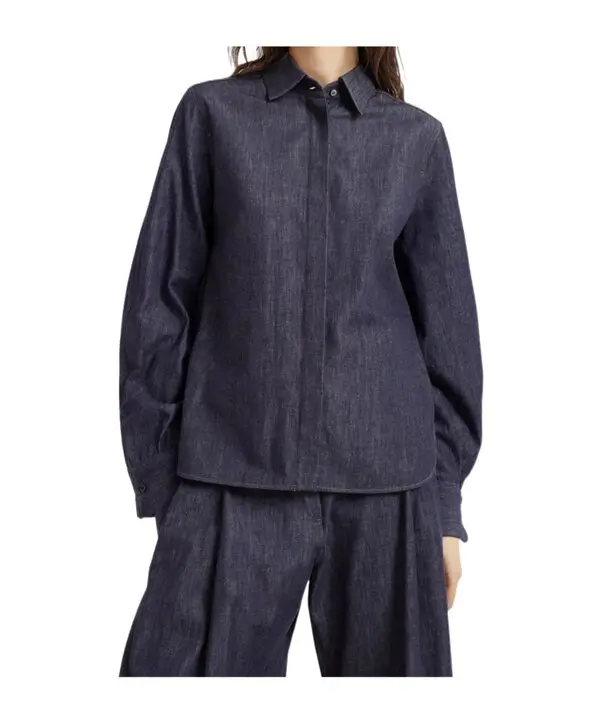Brunello Cucinelli Embellished Long-sleeved Denim Shirt