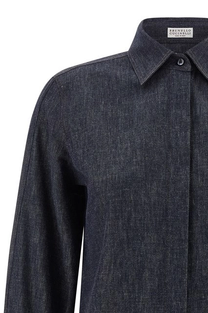 Brunello Cucinelli Embellished Long-sleeved Denim Shirt