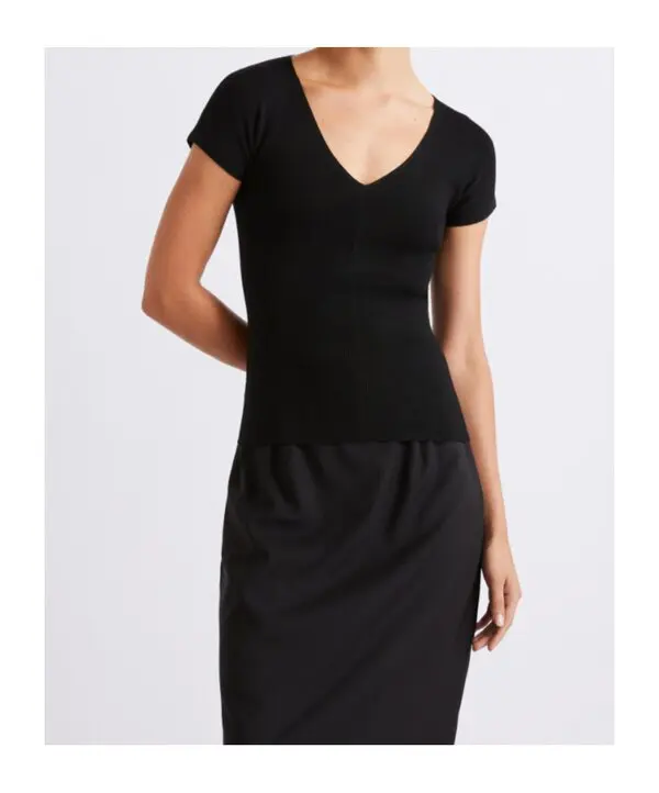 Marella Rib-knit Viscose Sweater With V-neckline And Kimono Sleeves