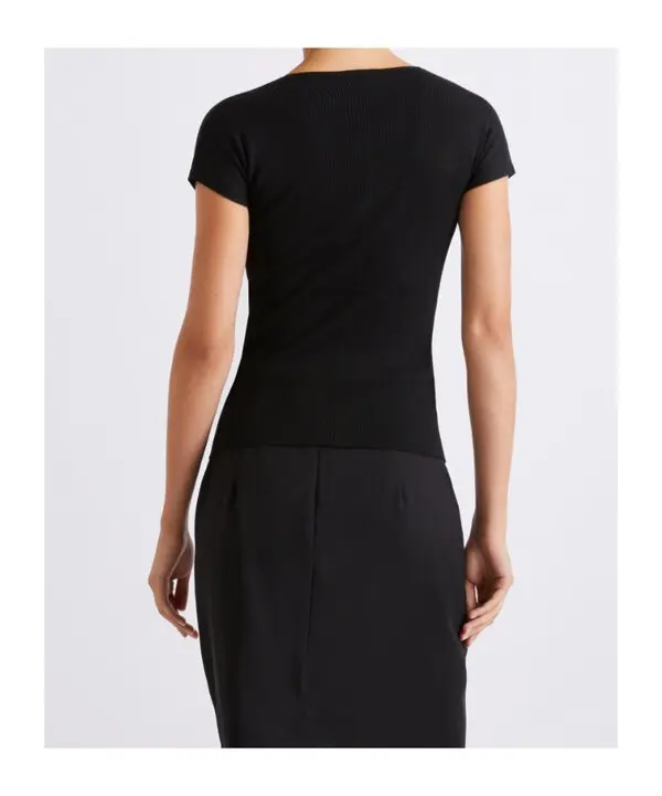 Marella Rib-knit Viscose Sweater With V-neckline And Kimono Sleeves