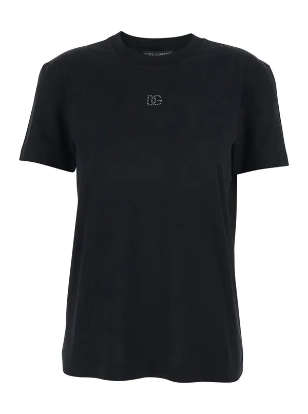 Dolce & Gabbana Embellished Logo Crewneck T-shirt - Black