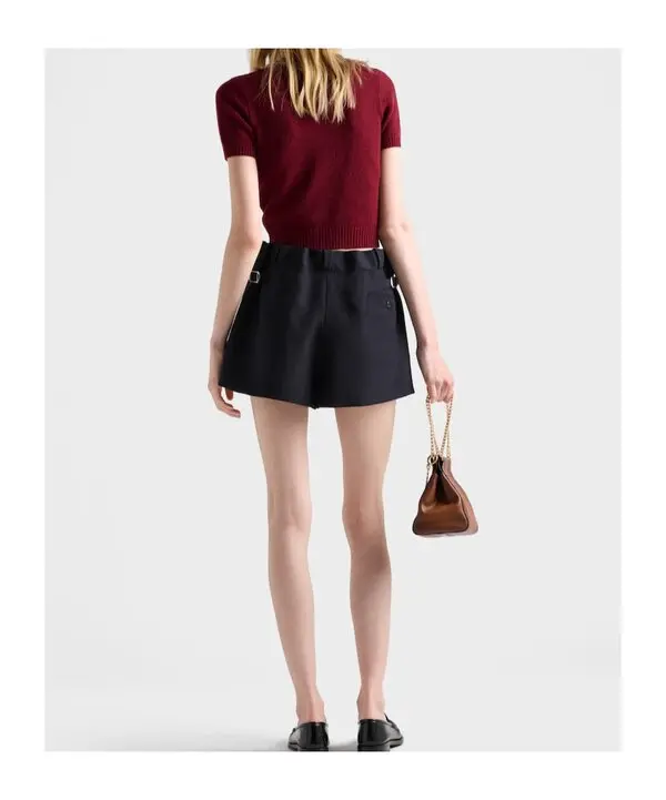 Prada Chevron Pleated Shorts - Blue