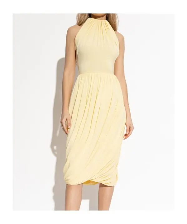 Alaïa Twisted Soft Jersey Halterneck Dress - Yellow