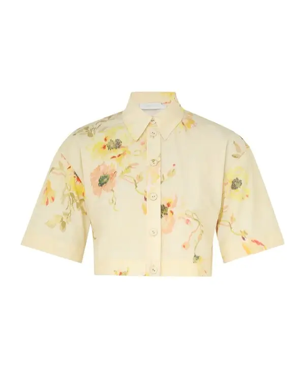 Zimmermann Lightburst Relaxed Cropped Shirt - Nude