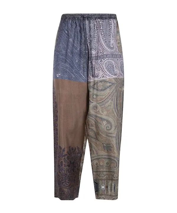 PIERRE-LOUIS MASCIA Patchwork Paisley Trousers - Gray