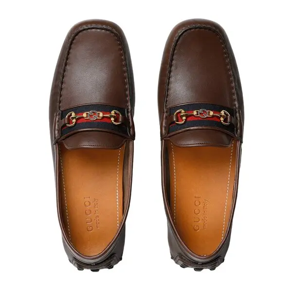 Gucci Web Stripe Driving Loafers