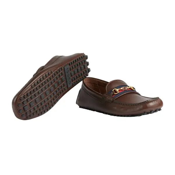 Gucci Web Stripe Driving Loafers