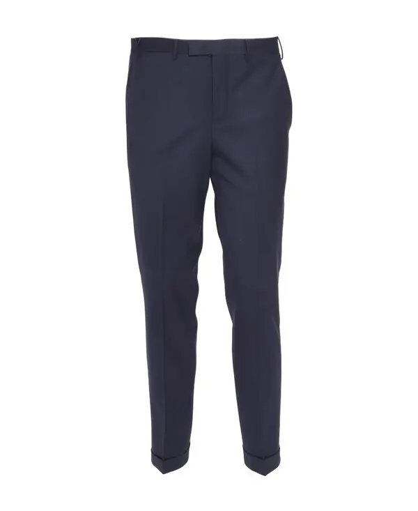 PT TORINO Tailored Straight-leg Trousers With Turn-up Hem - Black