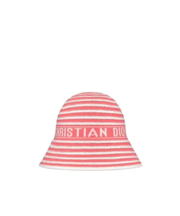 Dior Riviera D-tulipe Small Brim Cloche Hat - Candy Pink/white