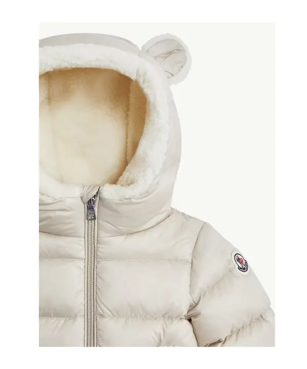 Moncler Hooded Down Jacket With Teddy Trim