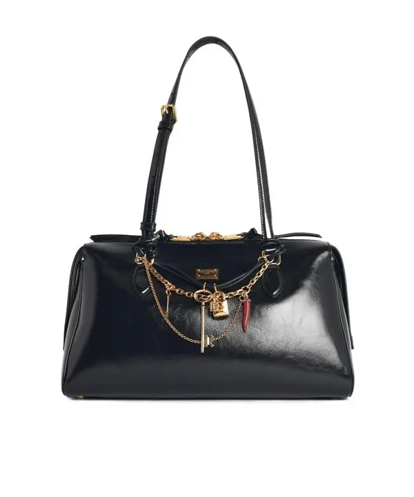 Dolce & Gabbana Vittoria Logo Plaque Handbag - Black