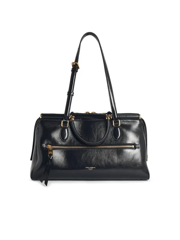Dolce & Gabbana Vittoria Logo Plaque Handbag - Black