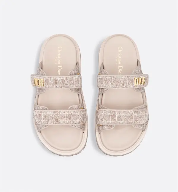Dior Logo Plaque Slip-on Sandals - Beige