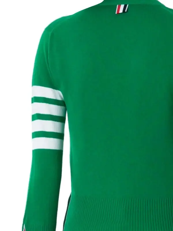 Thom Browne V-neck Cashmere Cardigan With 4-bar Stripes - Green