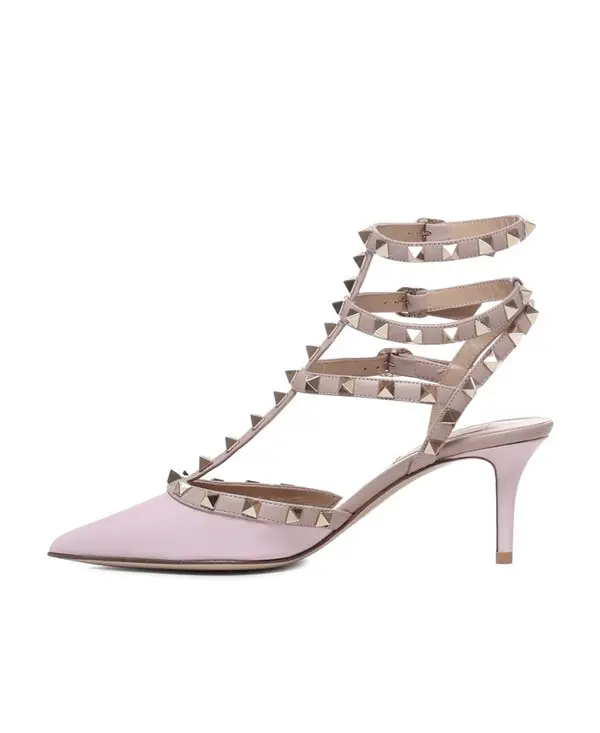 Valentino Garavani Rockstud Caged 65mm Patent Pumps - Nude