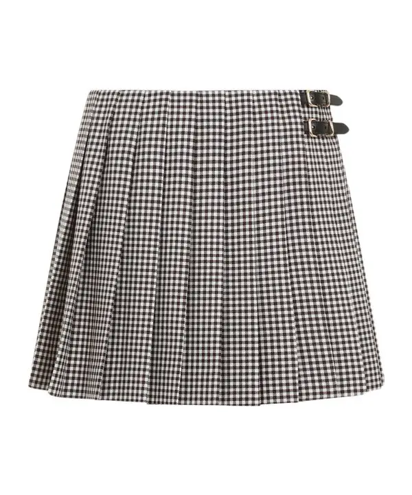 Miu Miu Plaid Pleated Mini Skirt