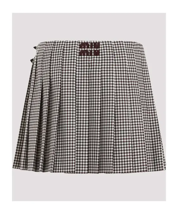 Miu Miu Plaid Pleated Mini Skirt