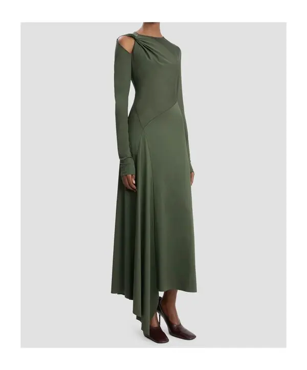 Victoria Beckham Twist Armhole Midi Dress - Olive Green