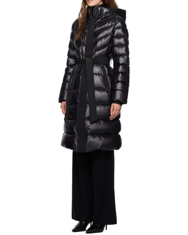 Mackage Coralia Padded Down Coat With Hood And Belt