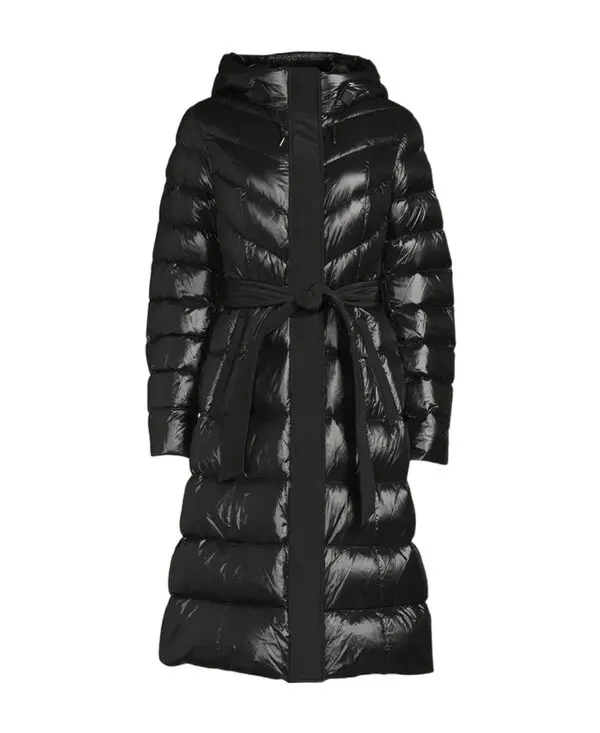 Mackage Coralia Padded Down Coat With Hood And Belt - Black