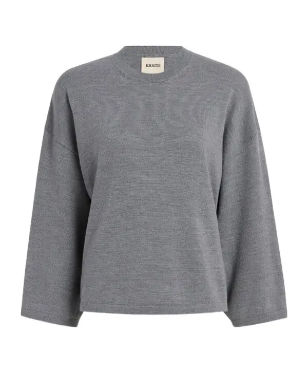 Khaite Darcy Crewneck Pullover In Fine Merino Wool - Grey